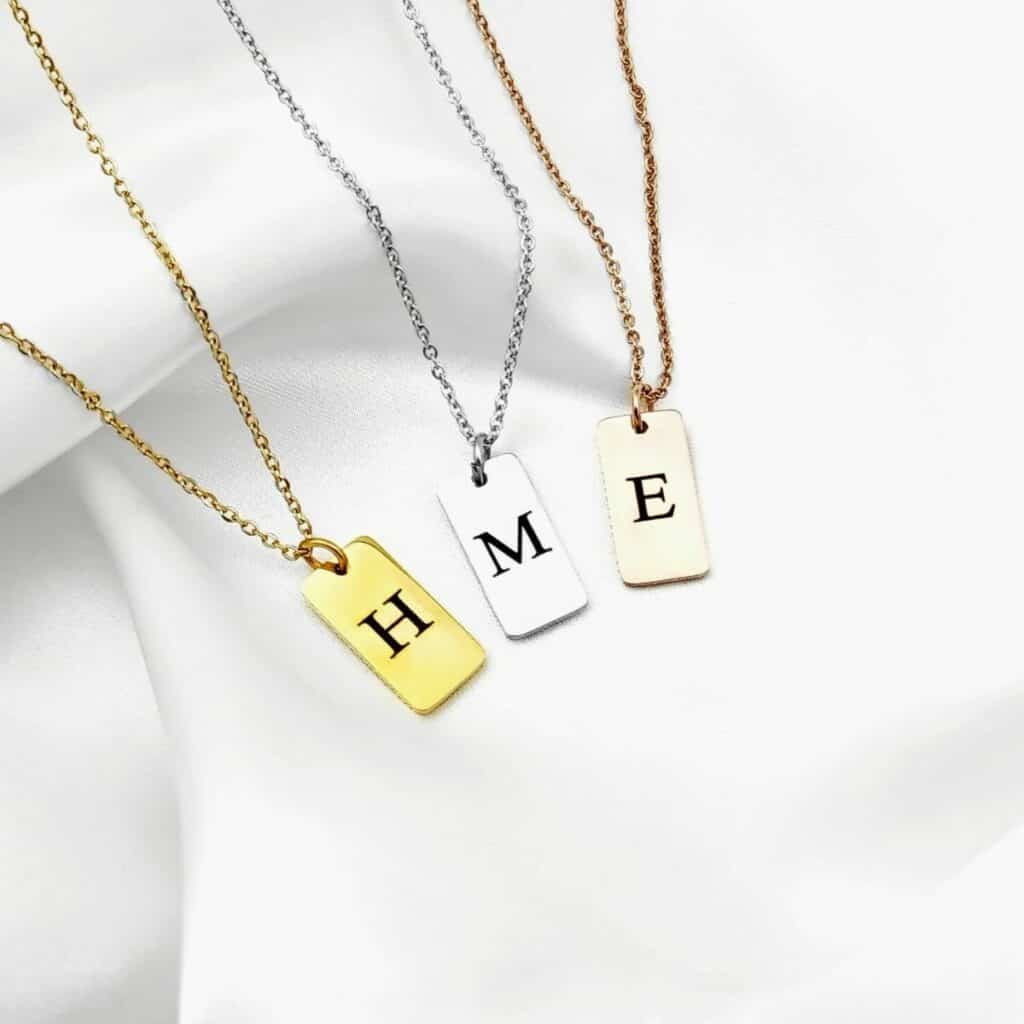 Initial Plate Necklace - Charm Bear