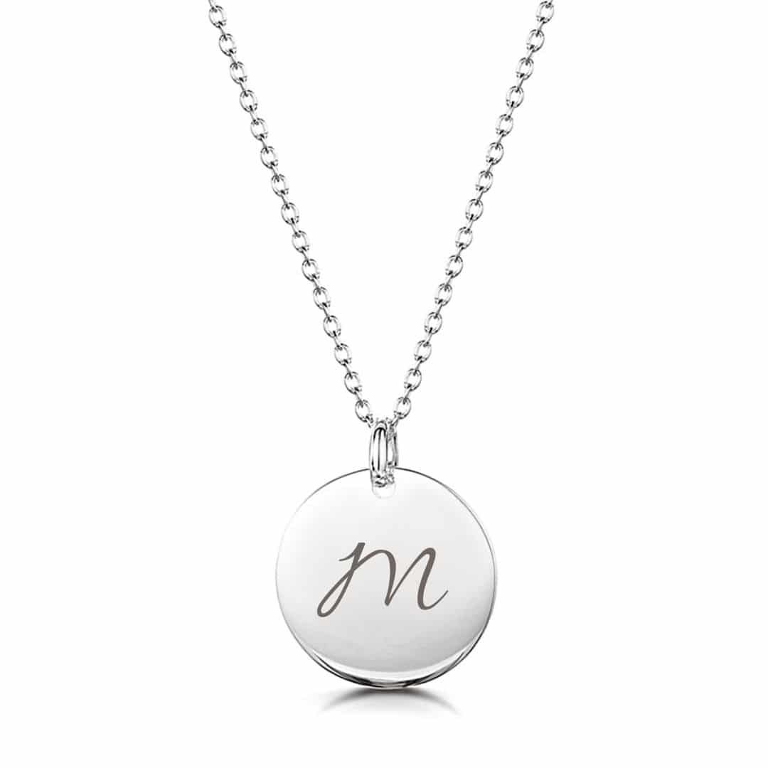Script Initial Disc Necklace - Charm Bear