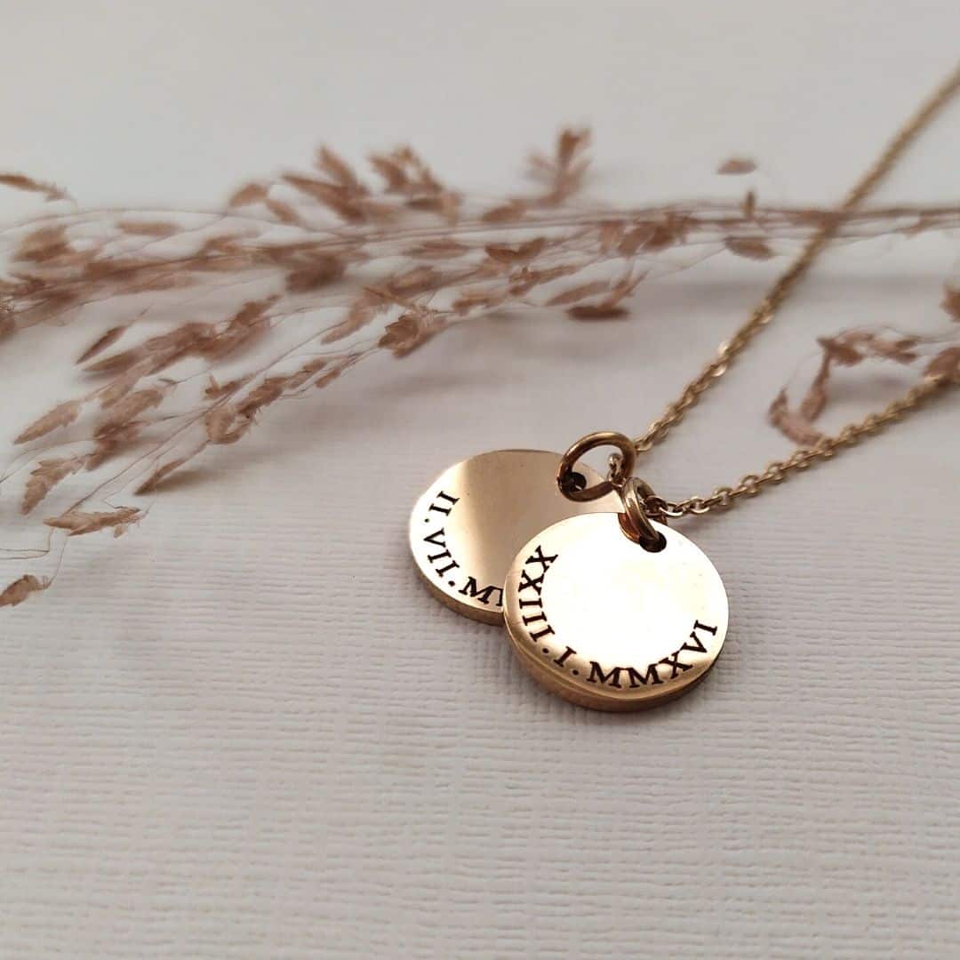 Roman Numerals Disc Necklace - Charm Bear