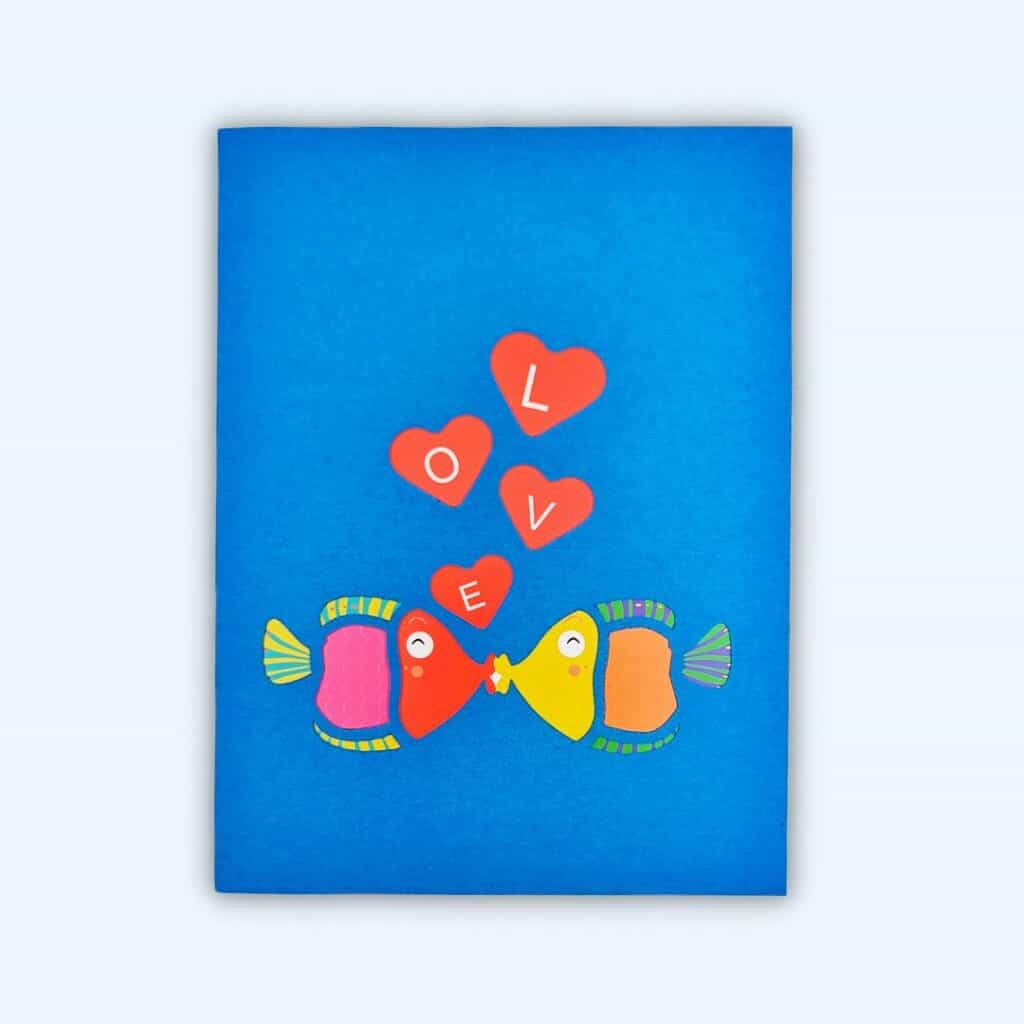 Kissing Fish 3D Pop Up Card - Charm Bear