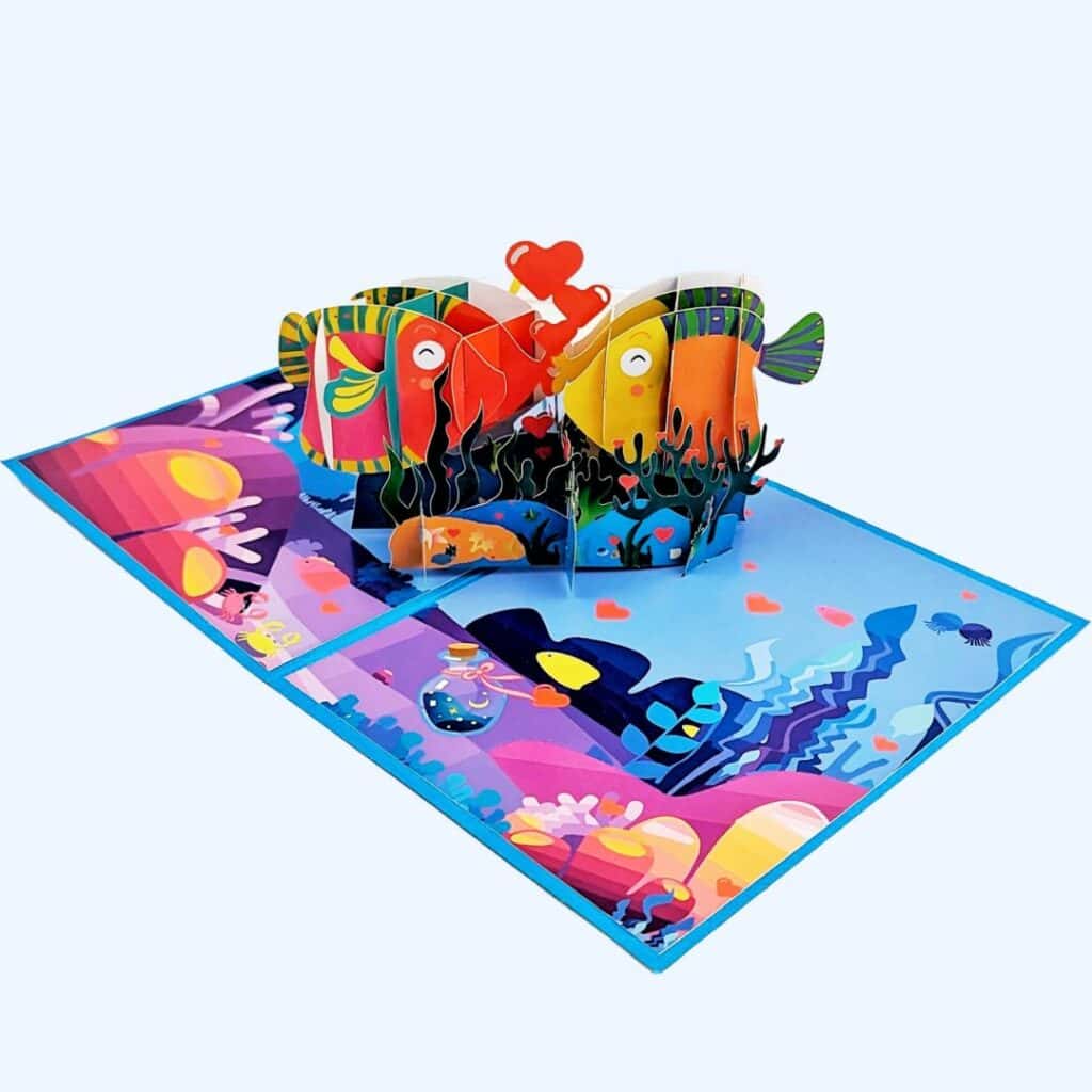 Kissing Fish 3D Pop Up Card - Charm Bear